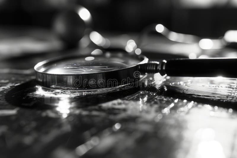 Magnifying Glass on a Table, Ideal for Use in Detective or ...