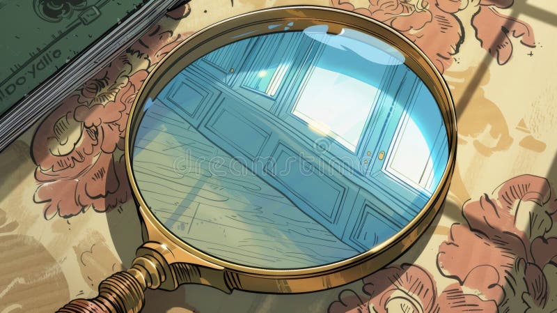 The Magnifying Glass is on the Table. Magnifier. Illustration Stock ...
