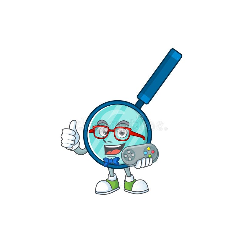 Magnifying Glass Talented Gamer Mascot Design Play Game with Controller ...