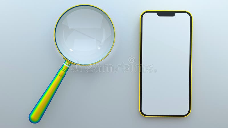 Magnifying Glass and Template Smart Phone Concept Stock Illustration ...