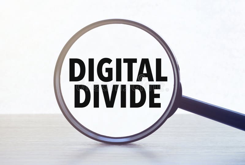 Magnifying Glass with Text Digital Divide on Wooden Table Stock Photo ...