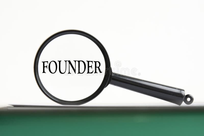 Text Founder on White Paper Plate in Businessman Hands in Office ...