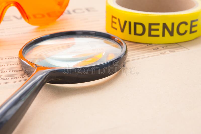 Magnifying Glass with Tool for Crime Scene Stock Image - Image of scene ...