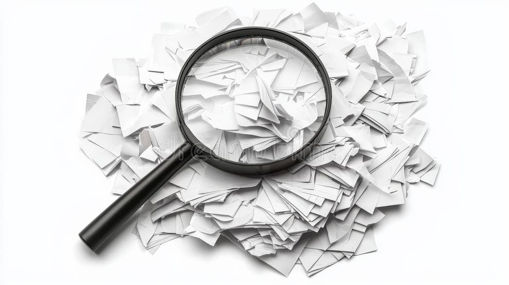 A Magnifying Glass is Used on a Stack of Documents for Thorough ...