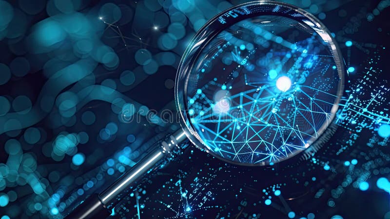 A Magnifying Glass is Used To Look at a Computer Screen with a Lot of ...