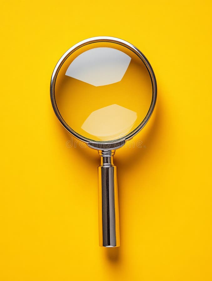 Magnifying Glass on a Vibrant Yellow Background. Stock Photo - Image of ...