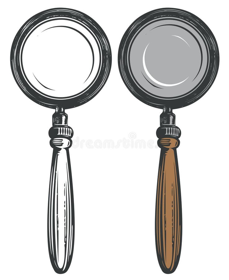Magnifying Glass in Vintage Style Stock Vector - Illustration of organ ...