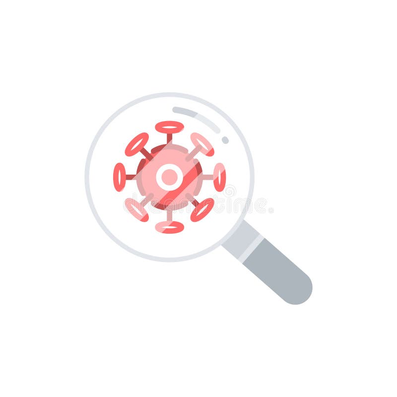 Magnifying Glass and Virus Flat Icon Stock Vector - Illustration of ...