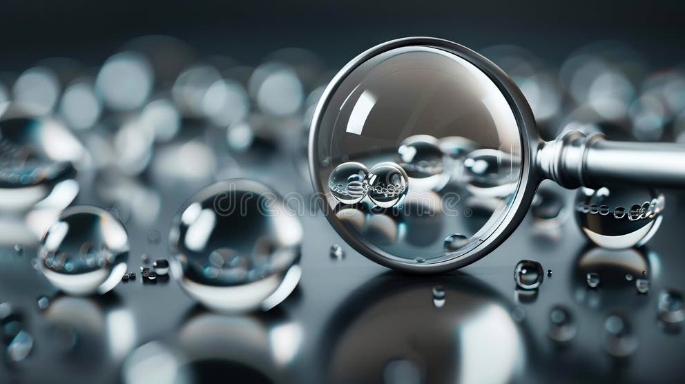 A Magnifying Glass with Water Drops on it Stock Photo - Image of ...