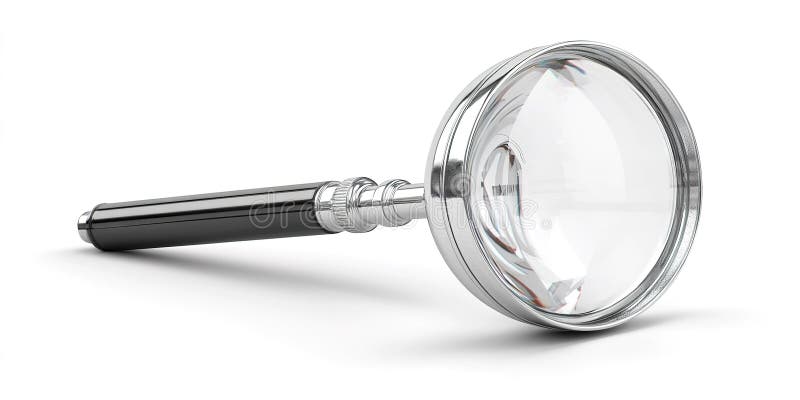 Magnifying Glass on a White Background for Studying Small Details and ...