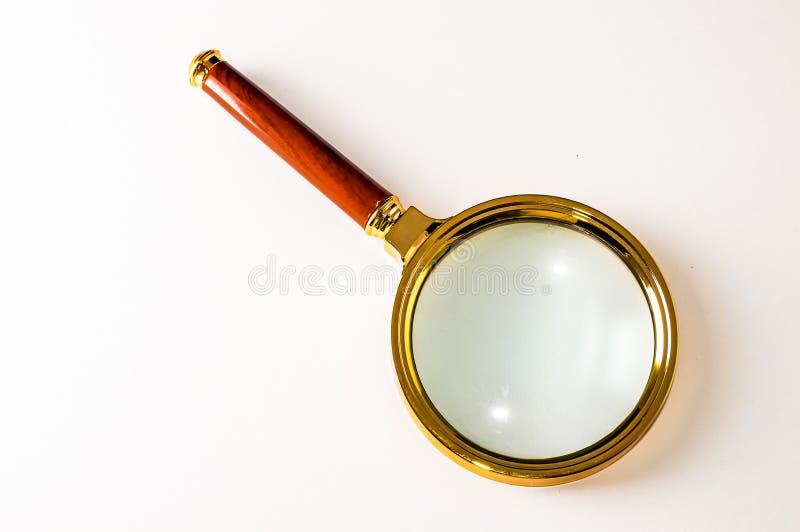 A Magnifying Glass with a Wooden Handle Stock Image - Image of ...