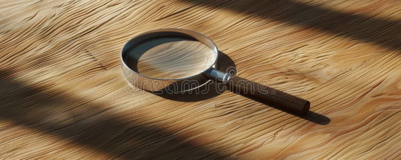 Magnifying Glass with Wooden Handle on Textured Wooden Surface ...