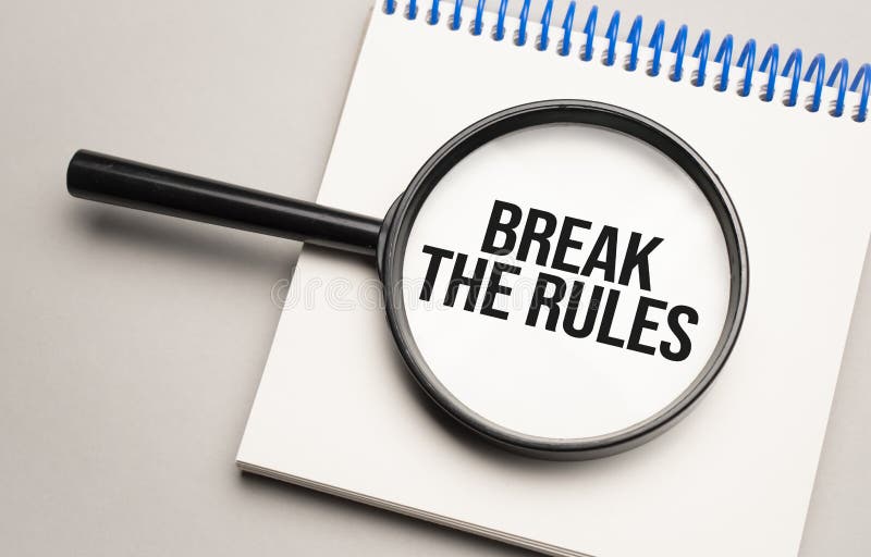 Break the Rules Words on Labels with Document Binders Stock Photo ...