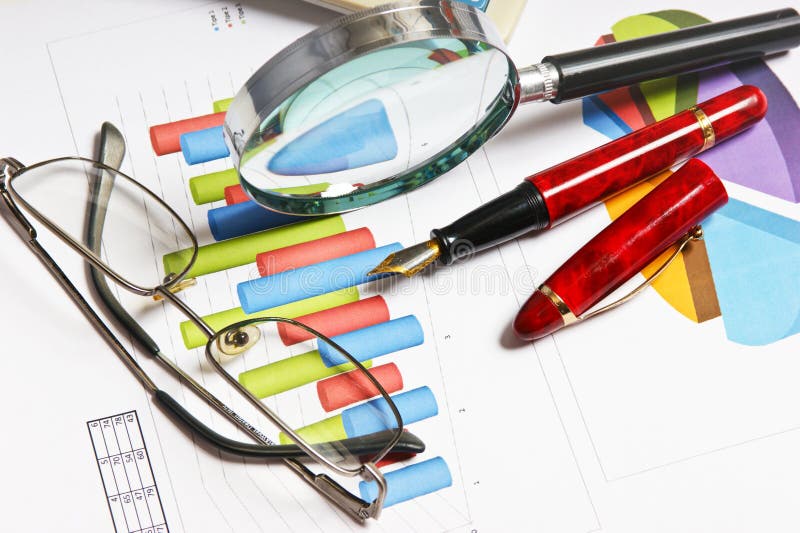 Magnifying Glass and the Working Paper Stock Photo - Image of home ...