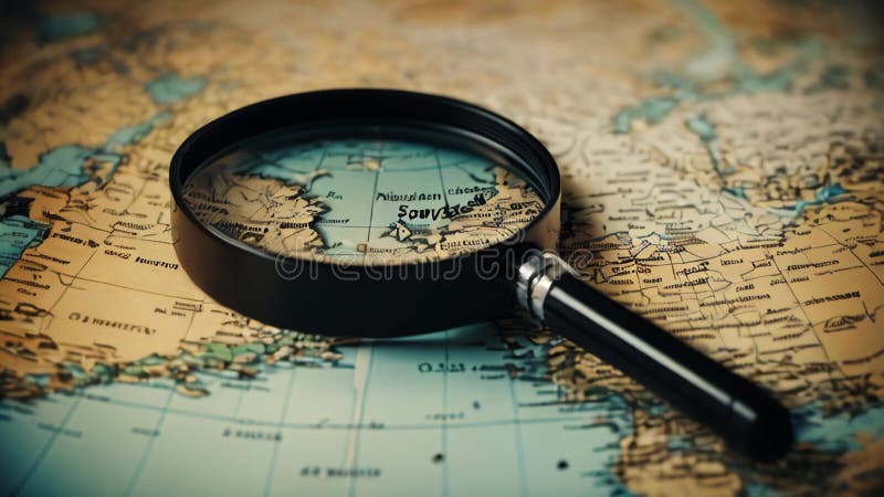 Magnifying glass on world stock footage. Video of direction - 319974700