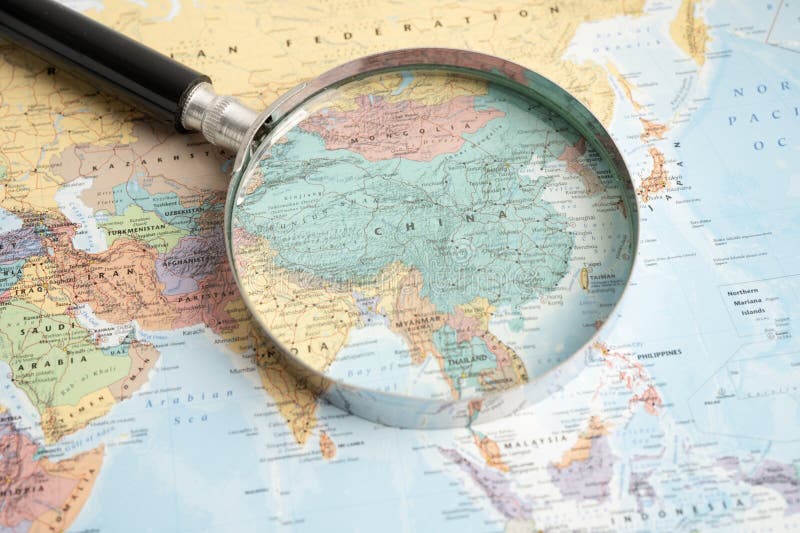 Magnifying Glass on World Map Stock Image - Image of east, africa ...