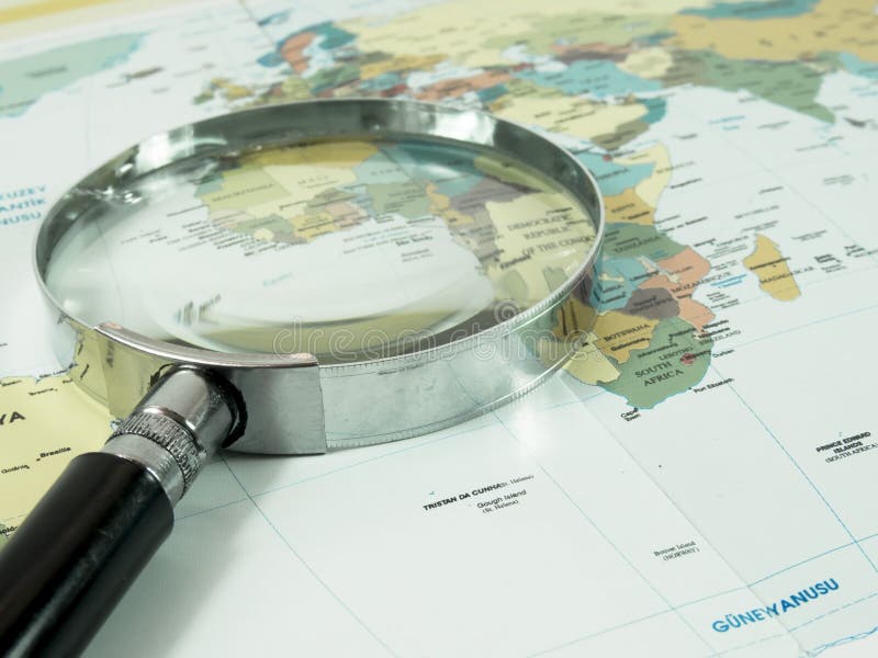 Magnifying Glass On Europe World Globe Map Stock Photo - Image of ...