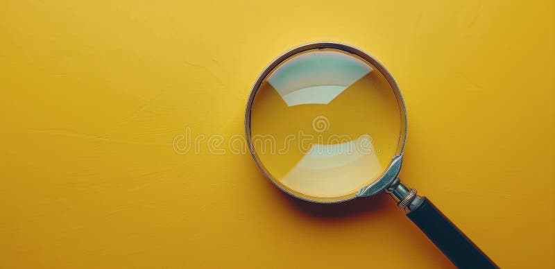 Magnifying Glass on Yellow Surface Stock Photo - Image of magnifying ...