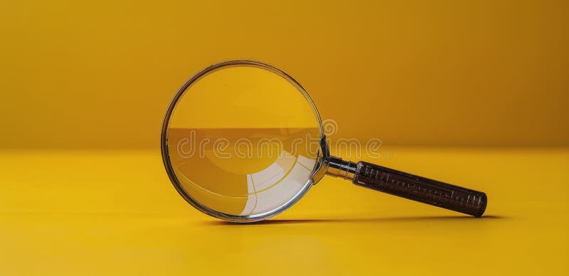 Magnifying Glass on Yellow Table Stock Image - Image of gloss, table ...