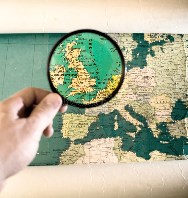 Magnifying Glass Zoom on United Kingdom Stock Photo - Image of britain ...