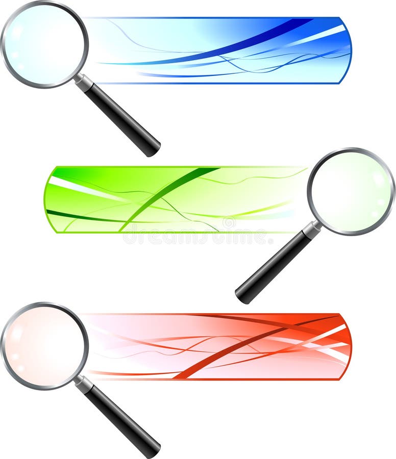Magnifying Glasses with Banners Stock Illustration - Illustration of ...