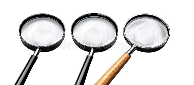 Magnifying Glasses - Collection of Three on White Stock Illustration ...