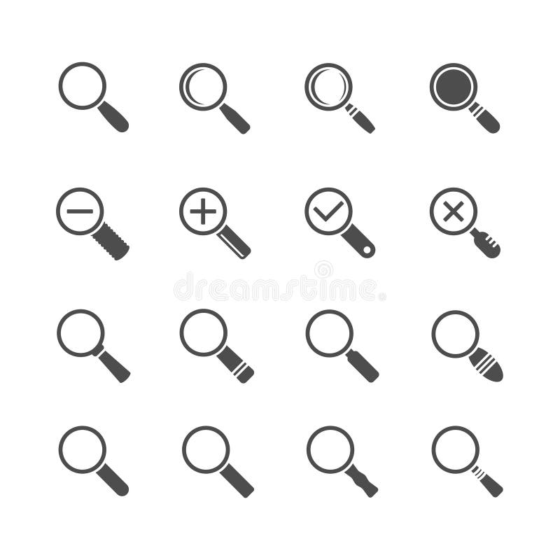 Magnifying Glass Icon Set stock vector. Illustration of magnifying ...