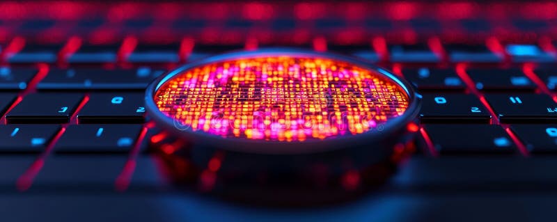Magnifying Lens Focused on Data and Technology Visuals Stock ...