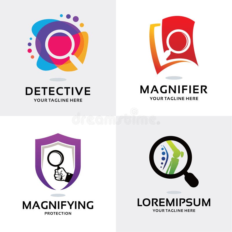 Magnifying Logo Set Design Template Collection Stock Vector ...