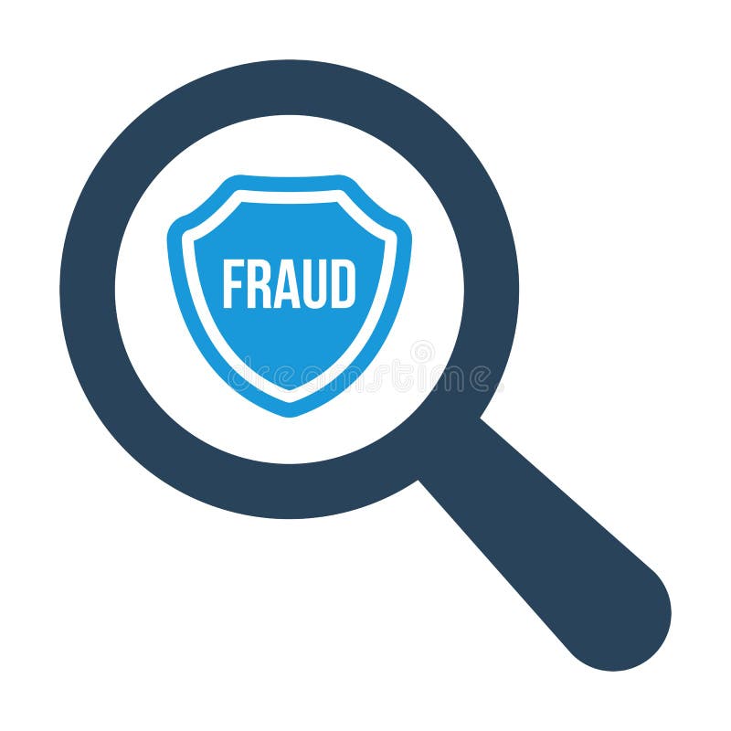 Magnifying Optical Glass with Shield Icon and Fraud Word on White ...