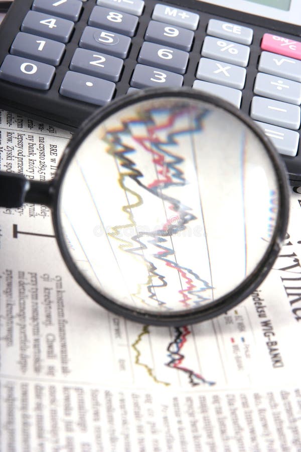Magnifying Over Financial Graph Stock Photo - Image of close, business ...