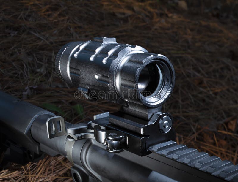 Magnifying Sight on a Modern Sporting Rifle Stock Photo - Image of ar15 ...
