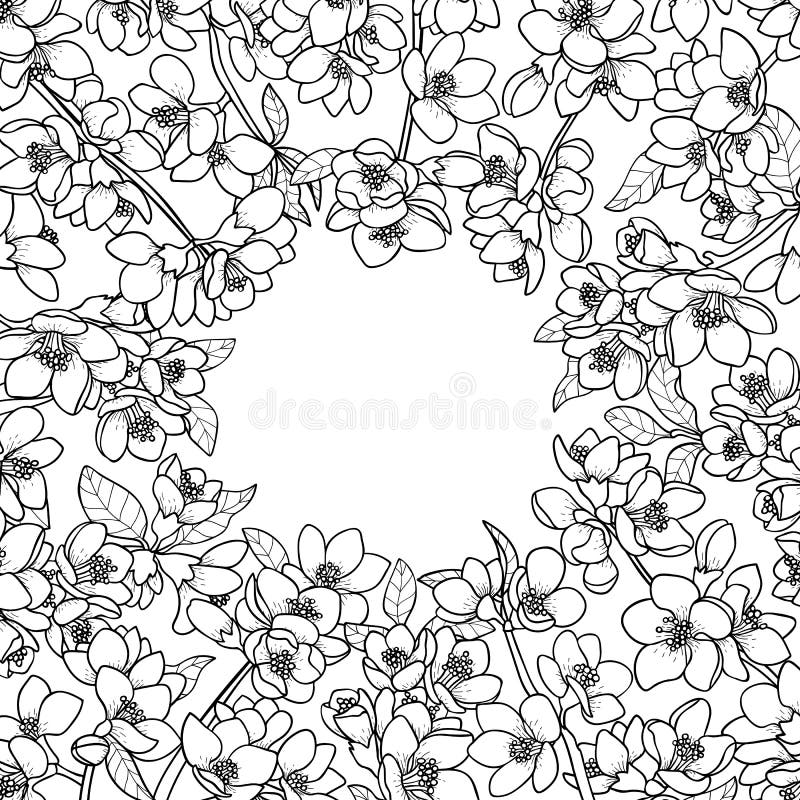 Spring Round Floral Pattern with Leaves and Branches Stock Vector ...
