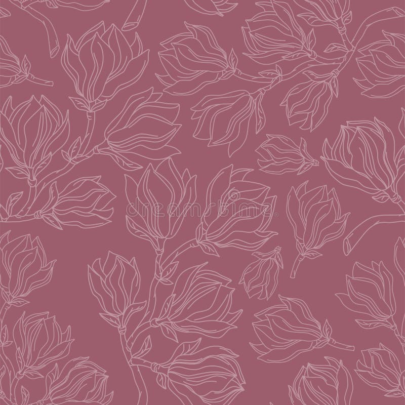 Magnolia Drawing Seamless Pattern Stock Vector - Illustration of branch ...