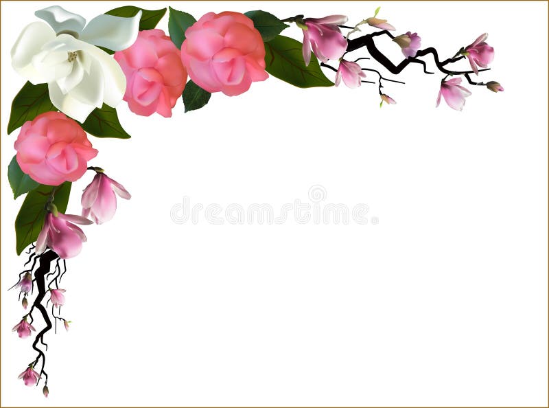Corner Flower Silhouette on Pink Stock Illustration - Illustration of ...