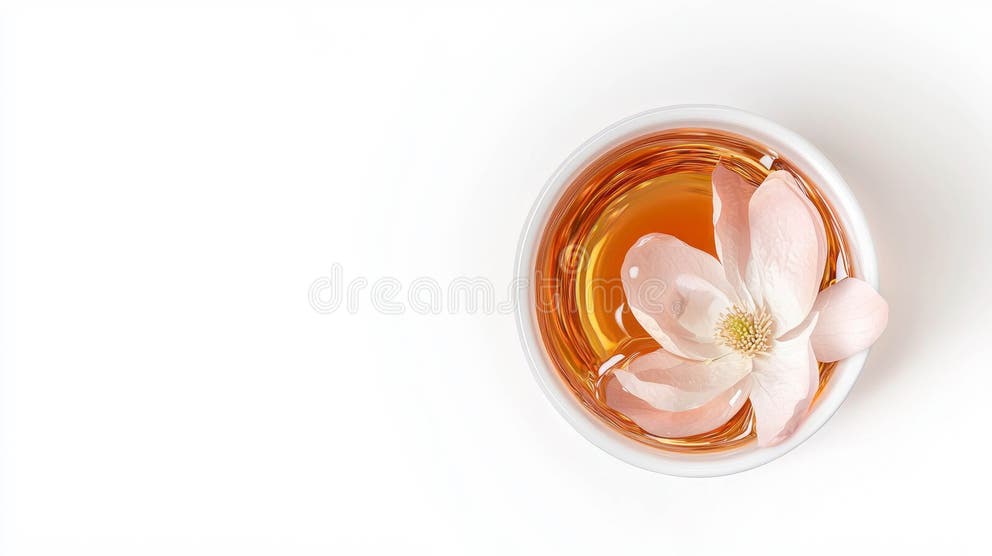 Magnolia Flower Tea in Cup on White Background Stock Image - Image of ...