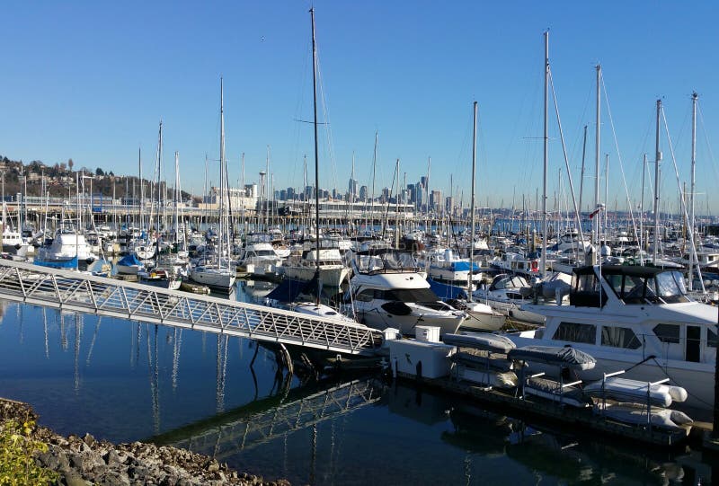 Magnolia Harbor and Downtown Seattle Editorial Stock Image - Image of ...
