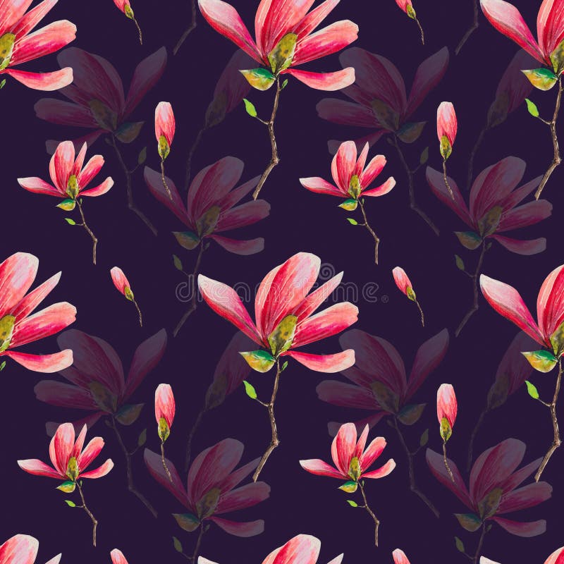 Magnolia Pattern Illustration,hand Drawing.the Drawing is Made with ...