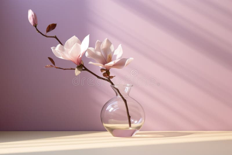 Magnolia in a Vase on Pink Wall Stock Photo - Image of botanical ...