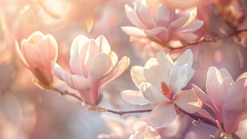 Magnolias in Bloom Welcome the Season Stock Illustration - Illustration ...