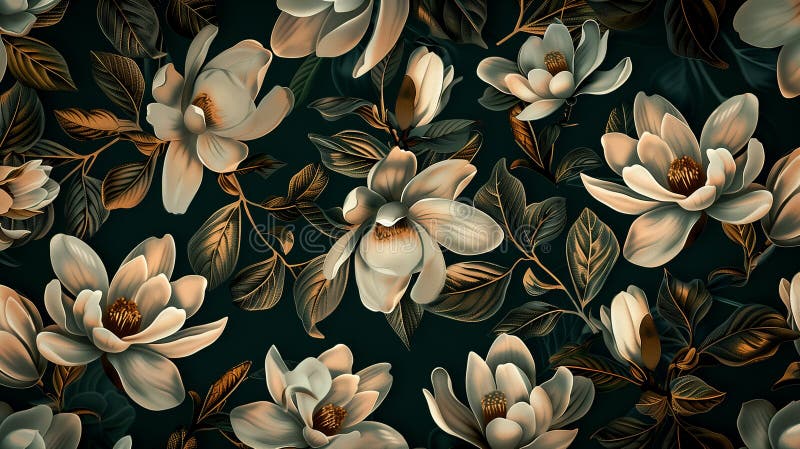 Magnolias Forming a Text Frame on Wallpaper, with a Light Gradient ...