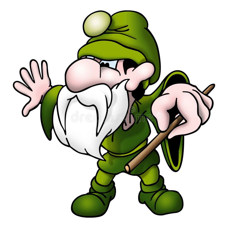 Mago verde con la varita stock de ilustración. Ilustración de ...
