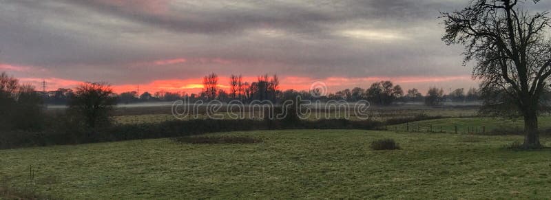 Magor Marsh Sun Set Red Sky Stock Photo - Image of marsh, magor: 91505456