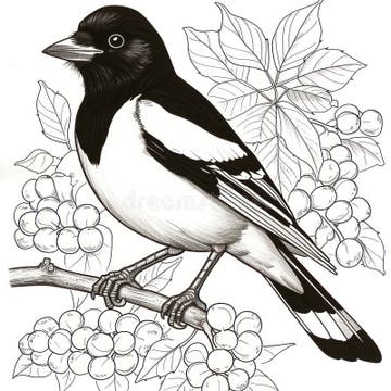 Magpie Line Drawing Stock Illustrations – 310 Magpie Line Drawing Stock ...