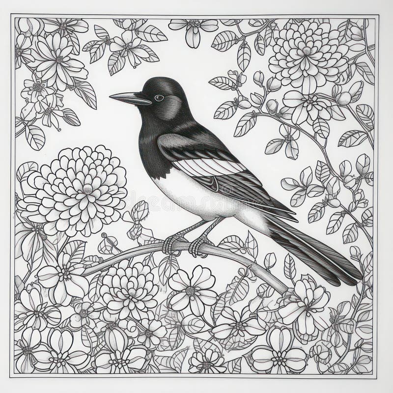 Magpie Line Drawing Stock Illustrations – 196 Magpie Line Drawing Stock ...