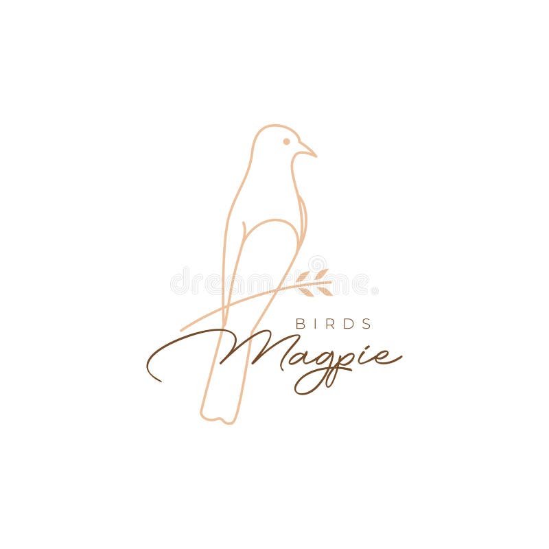 Magpie with Branch Logo Design Stock Vector - Illustration of ...