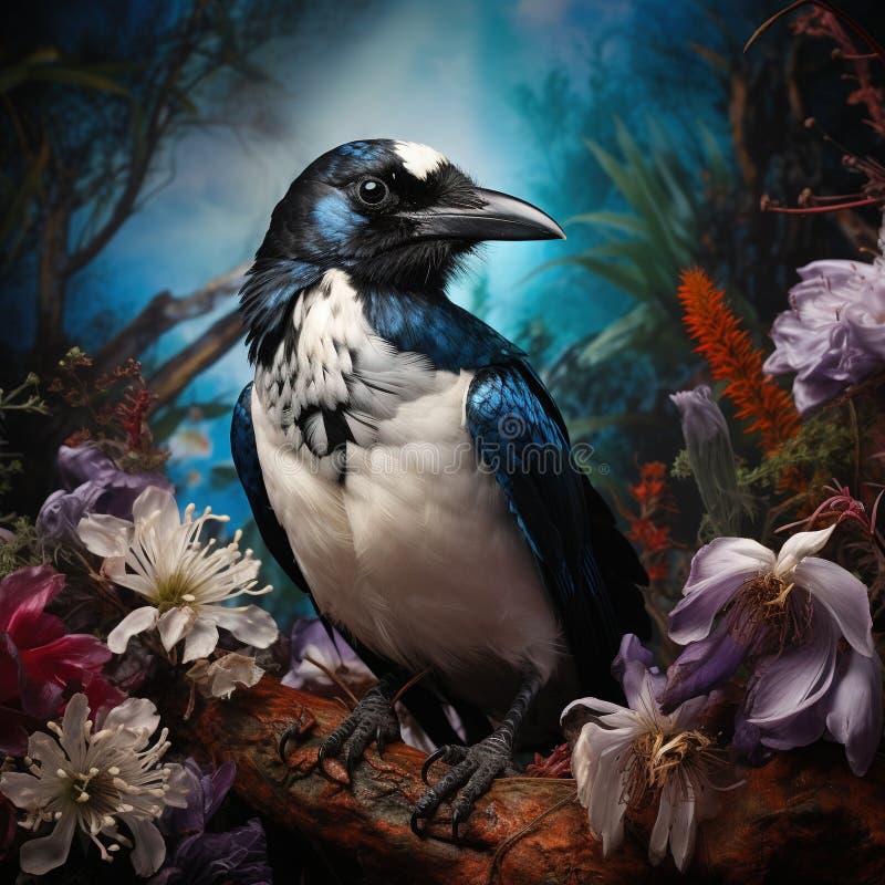 Ai Generated Illustration Wildlife Concept of Magpie Stock Illustration ...