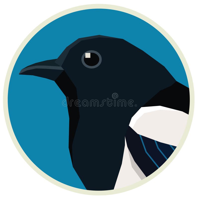 Magpie Vector Illustration of a Bird in a Round Frame Stock Vector ...