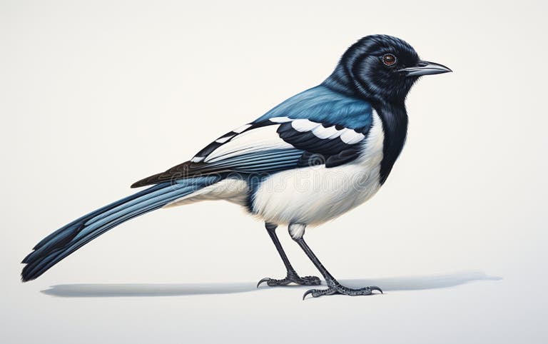 A Magpie on a White Background -Generative Ai Stock Illustration ...