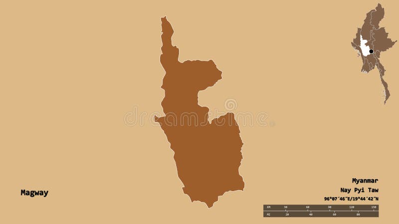 Magway, Division of Myanmar, Zoomed. Pattern Stock Illustration ...